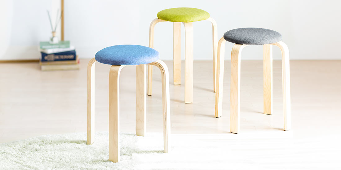 丸椅子（6脚セット・クッション・布・木製脚・スツール・スタッキング・おしゃれ・ブラック）EEX-CH83BKX6 | 激安通販のイーサプライ