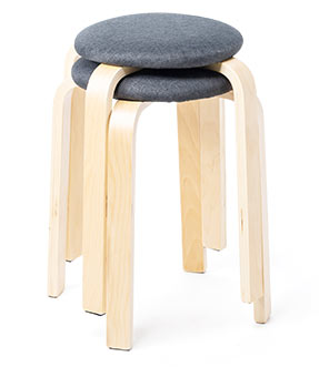 丸椅子（6脚セット・クッション・布・木製脚・スツール・スタッキング・おしゃれ・ブラック）EEX-CH83BKX6 | 激安通販のイーサプライ