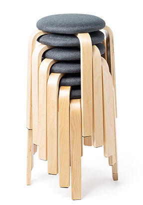 丸椅子（6脚セット・クッション・布・木製脚・スツール・スタッキング・おしゃれ・ブラック）EEX-CH83BKX6 | 激安通販のイーサプライ