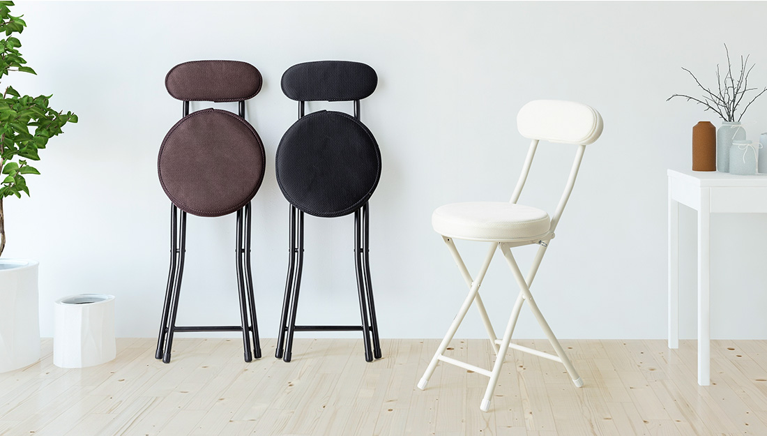 折りたたみイス（コンパクト・軽量・クッション・パイプ・メッシュ・背もたれ・持ち運び・テレワーク・ホワイト・おしゃれ）EEX-CHM03WH | 激安通販のイーサプライ