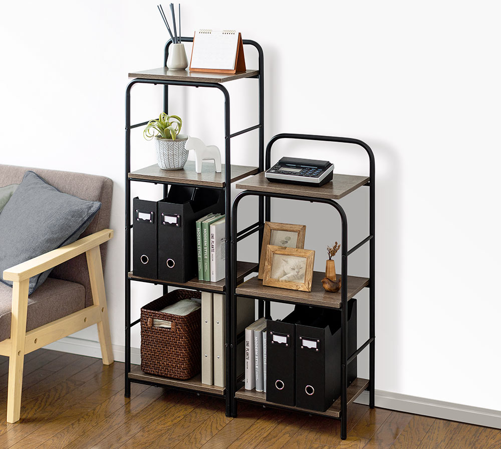 スリムラック（木目調・オープン・シェルフ・スチール製・4段・幅40cm・高さ120cm・おしゃれ・収納棚）EEX-DKSH02 | 激安通販のイーサプライ