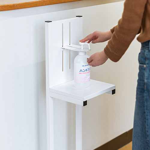 消毒液スタンド（消毒液・ポンプ・ボトル・盗難防止・落下防止・衛生・業務用・入口・ホワイト）EEX-DFT01 | 激安通販のイーサプライ