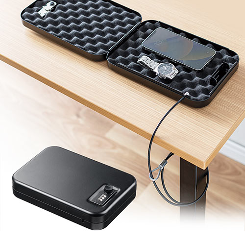 セキュリティボックス （ダイヤル式・ワイヤー付き・壁掛け・鍵・印鑑・通帳・パスポート・カード・貴重品） | 激安通販のイーサプライ EEX-SLCS24MC