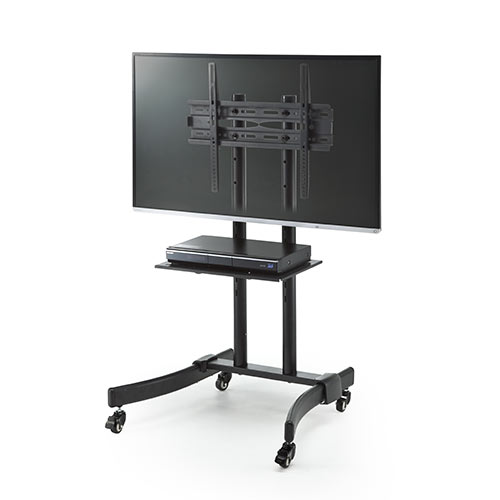 テレビスタンド（ロータイプ・キャスター・移動式・小型・棚板・角度調整・高さ調整・VESA・メディア掲載） | 激安通販のイーサプライ EEX-TVS002
